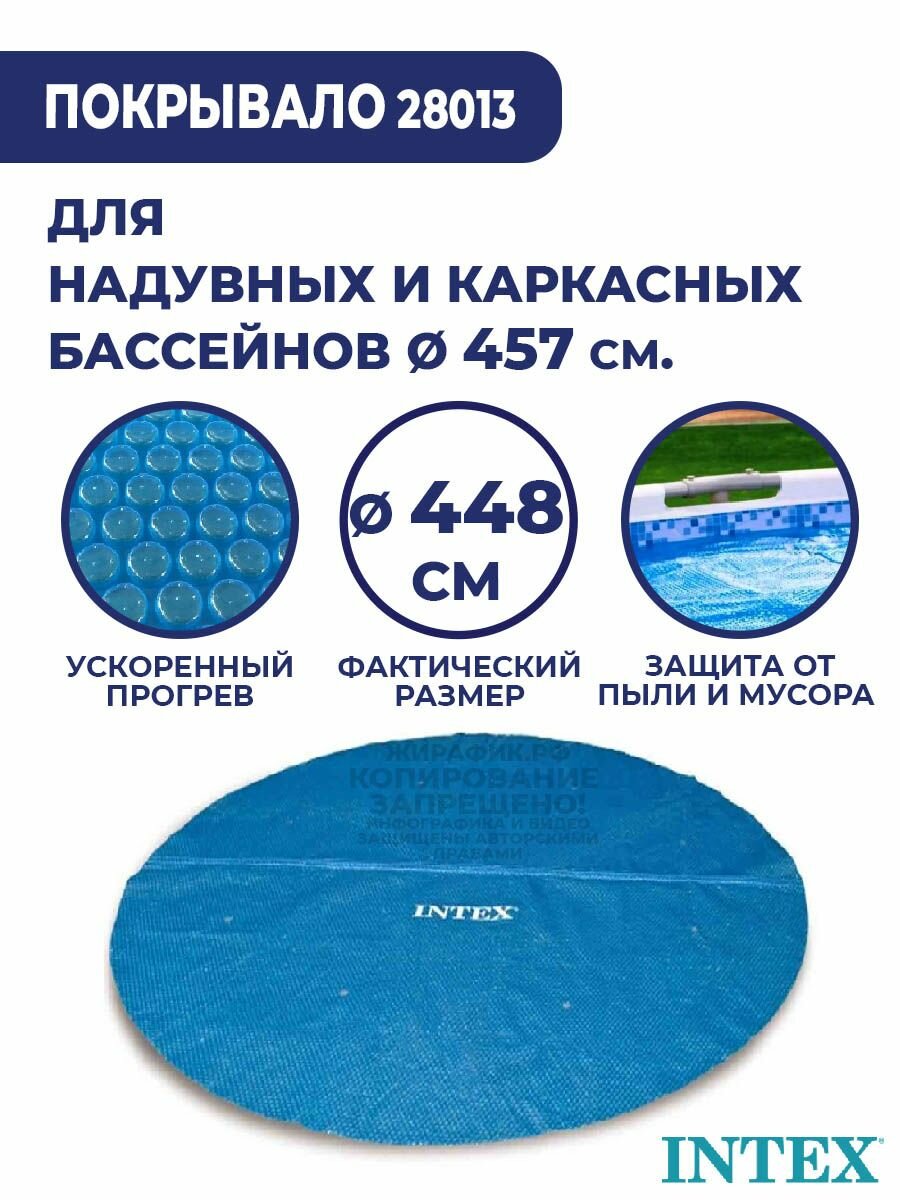 Солнечное покрывало для бассейна 457 см Intex 28013