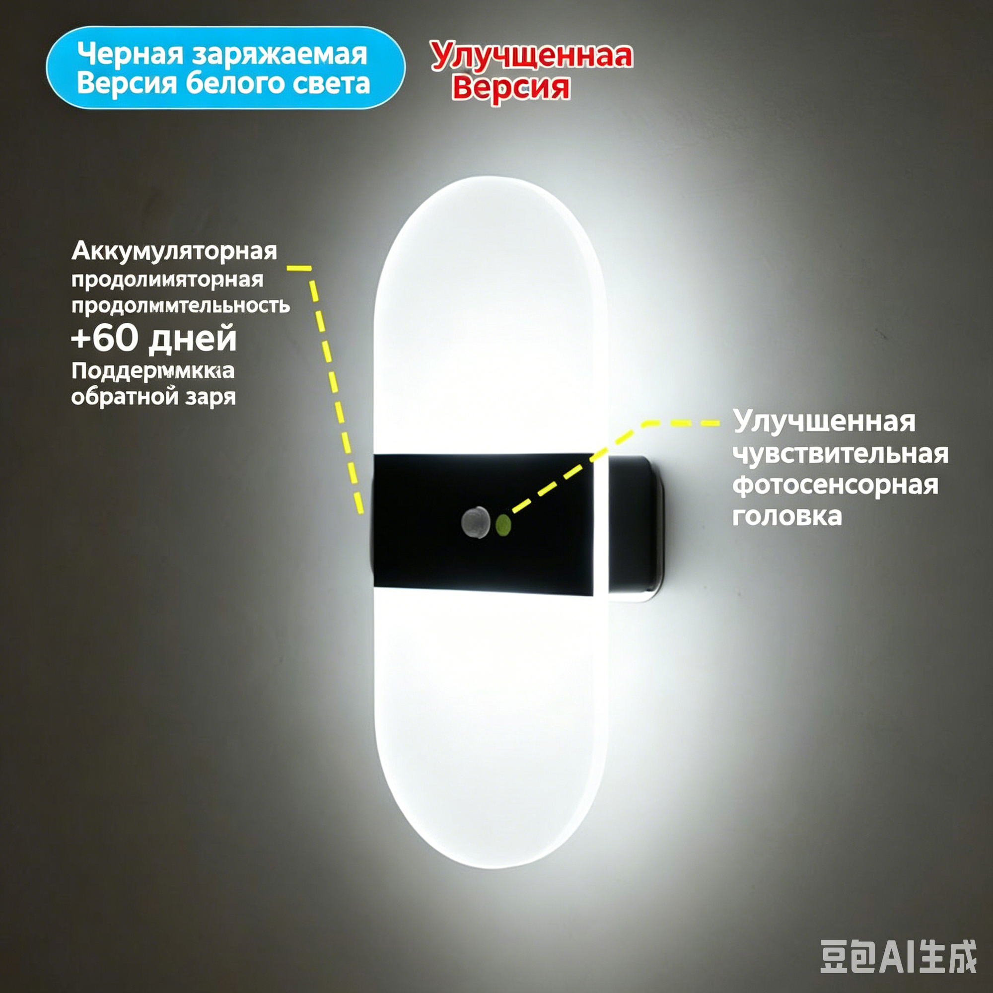 Бра настенное, сенсорное управление, с LED-лампами, IP44, 2.8Вт