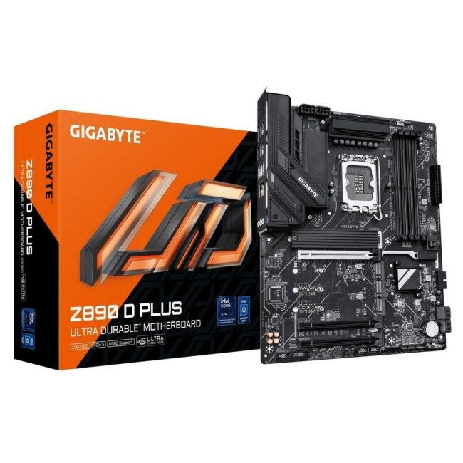 Z890 D PLUS Gigabyte Материнская плата Gigabyte Z890 D PLUS, Z890, LGA1851, 4*DDR5, 3*PCIEx16, 4*M.2, 2*TypeC, 1*USB3.2