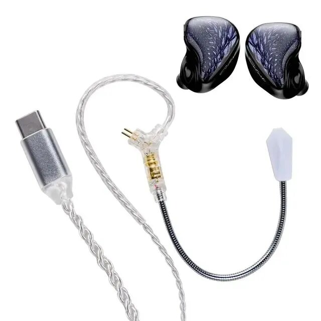 Kinera Наушники проводные с микрофоном, USB Type-C, фиолетовый, хром