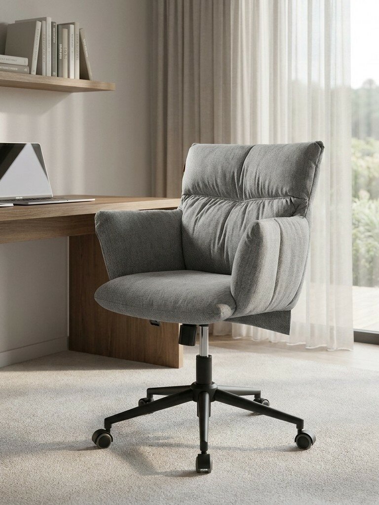 Кресло компьютерное Флаффи TetChair с подлокотниками, велюр/букле, цвет светло-серый