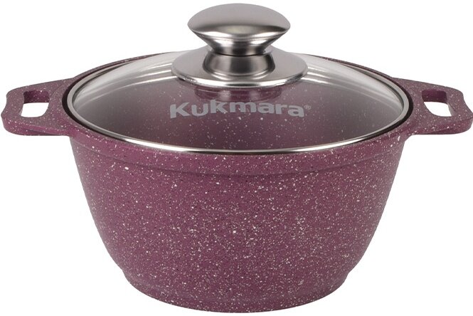 Кастрюля с АП Kukmara К11 TSM сиреневый 1.0 л, 16 см, стеклянная крышка