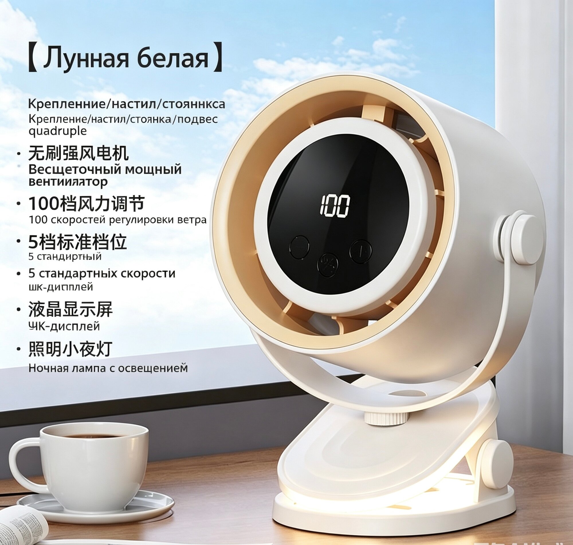 Компактный USB-вентилятор, для офиса, автономная работа, низкий уровень шума