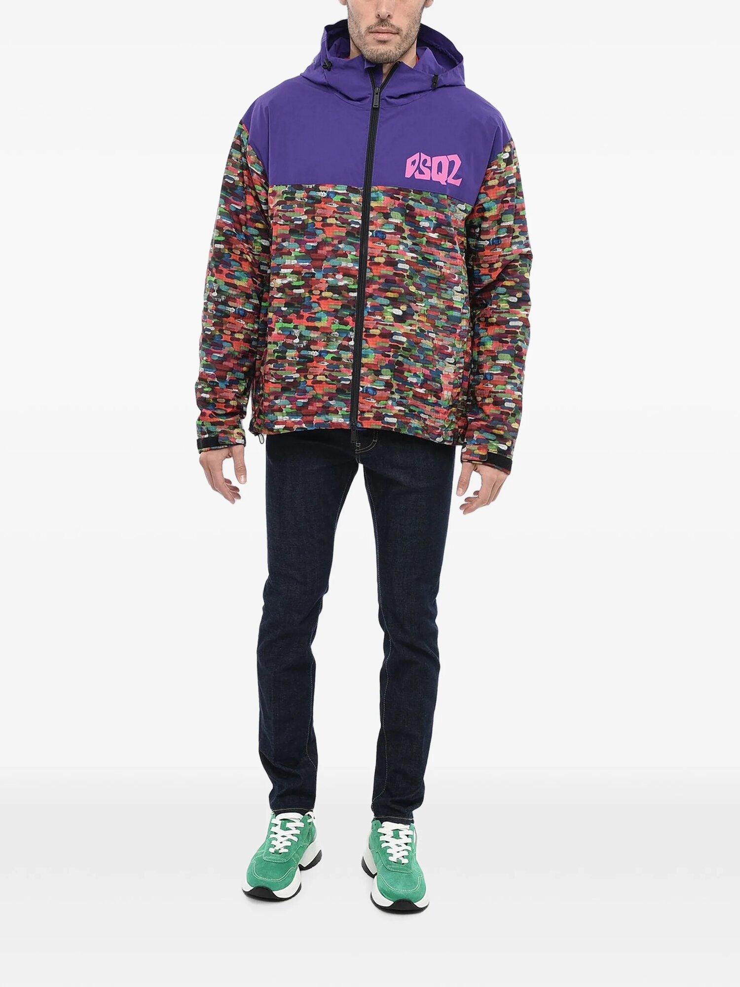 Куртка DSQUARED2 Logo-print panelled jacket, размер 50, purple — фото 1