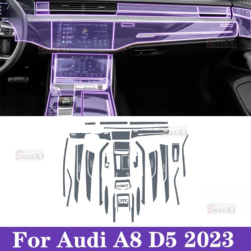 Для Audi A8 D5 2023: прозрачная защитная пленка из ТПУ для центральной Style P, Left-hand drive