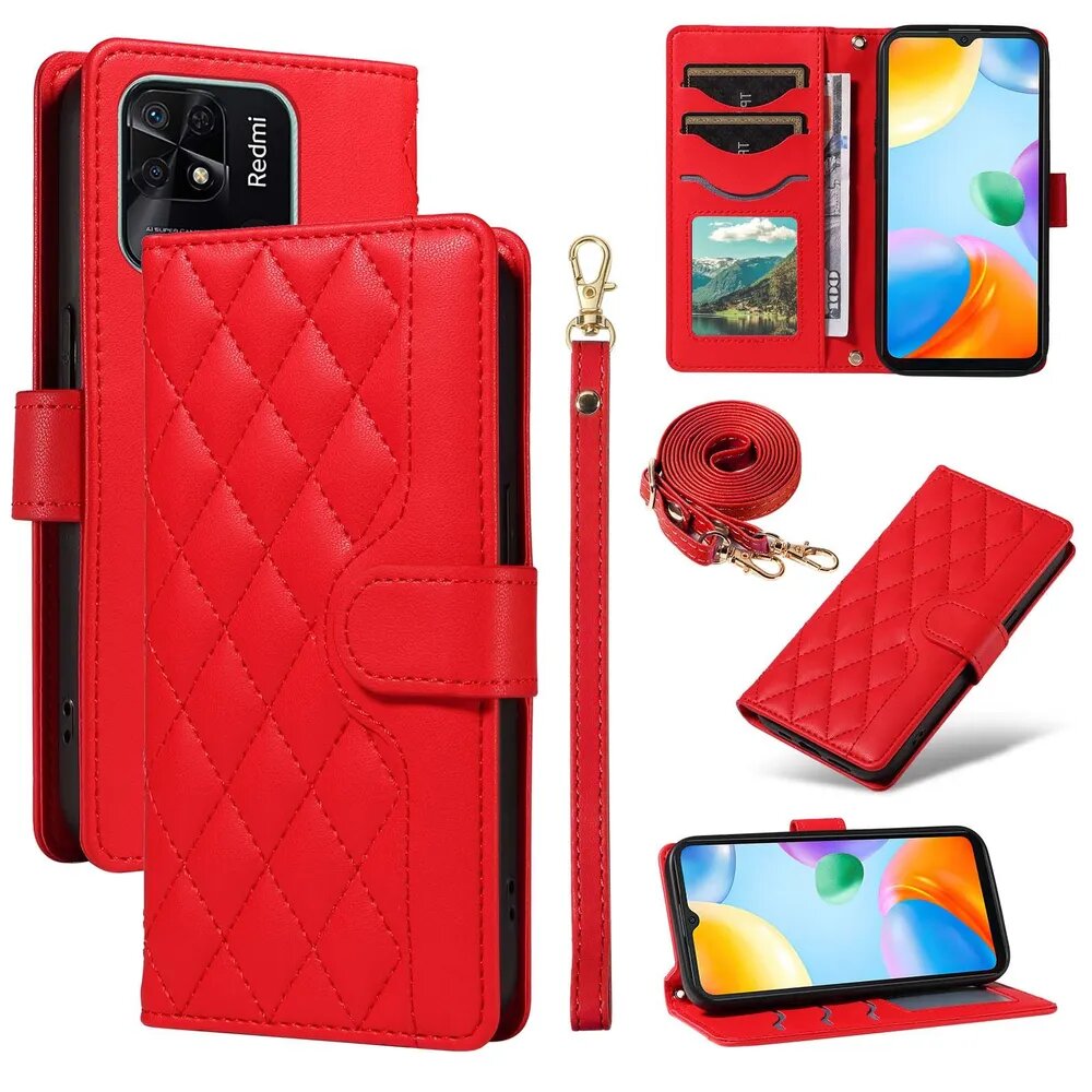 YIKATU Кожаный Чехол Для Xiaomi Redmi 10C 4Gи Poco C40 / Редми 10С 4G и Поко С40 С визитницей из экокожи, модный, против падения, подарочный, элитный, книжка