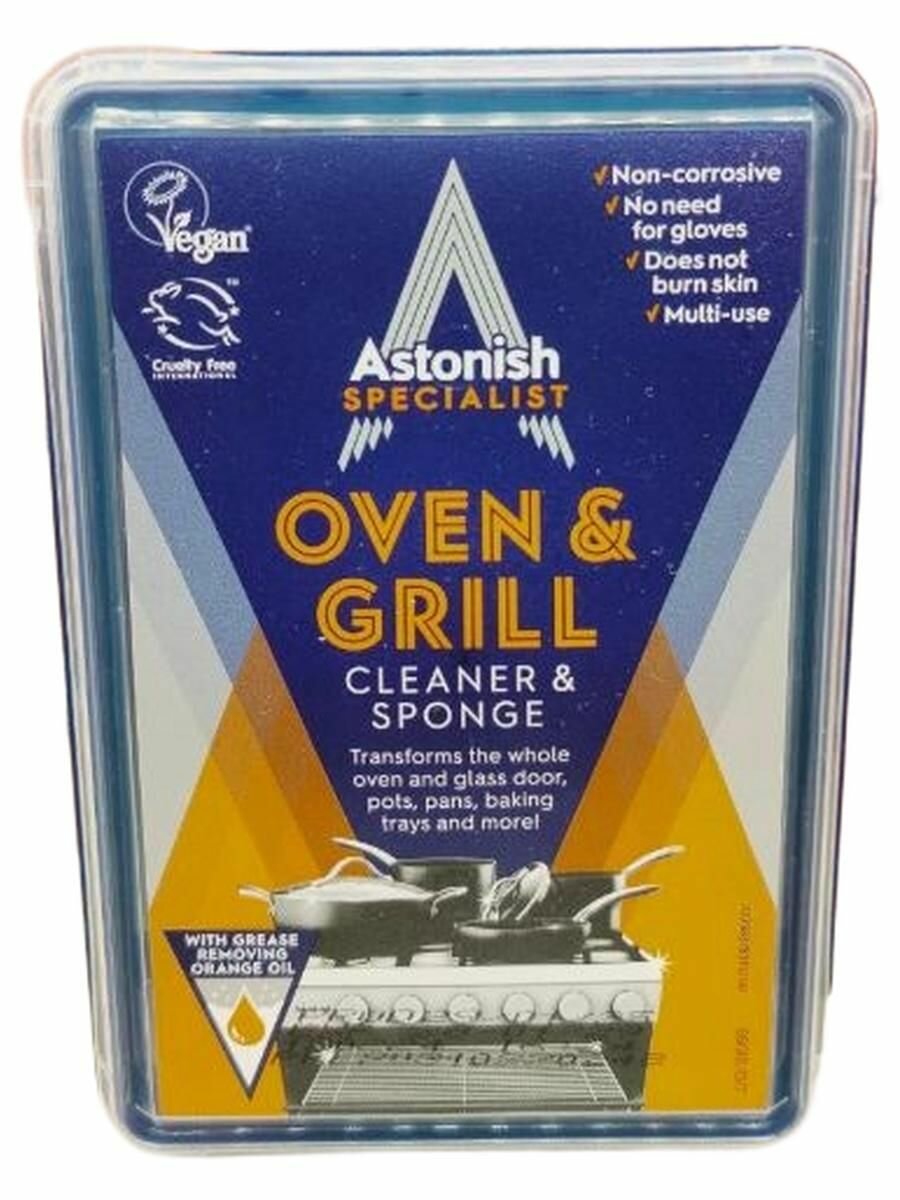 Astonish Oven & Grill Cleaner & Sponge Паста чистящая для грилей, плит, посуды и кухонных поверхностей с губкой, 250 г