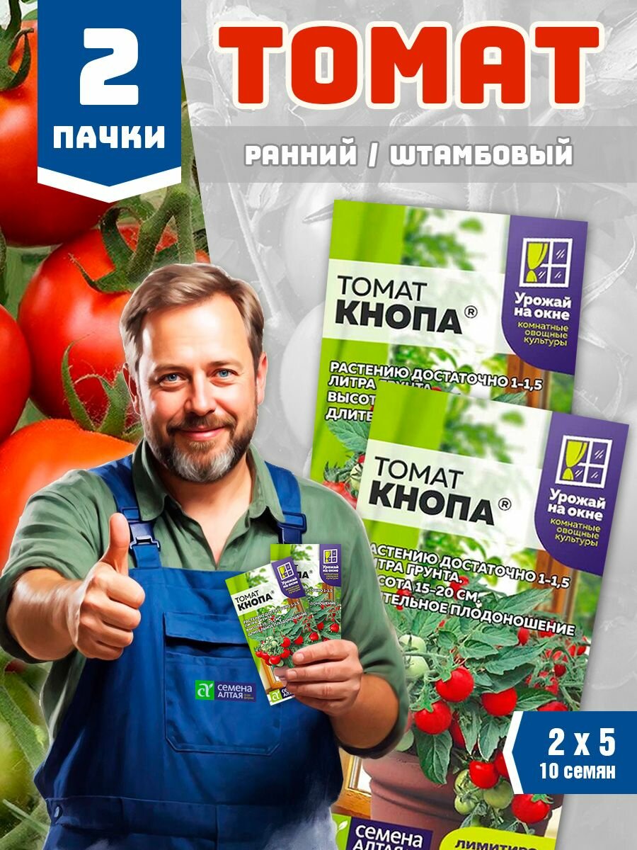 Семена комнатного томата "Кнопа" от компании Семена Алтая (2 пачки)