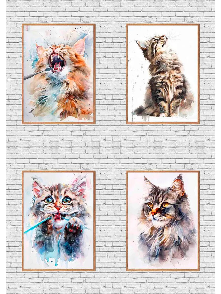Сибирский кошачий стоматолог, 4 Плаката, 30x21см