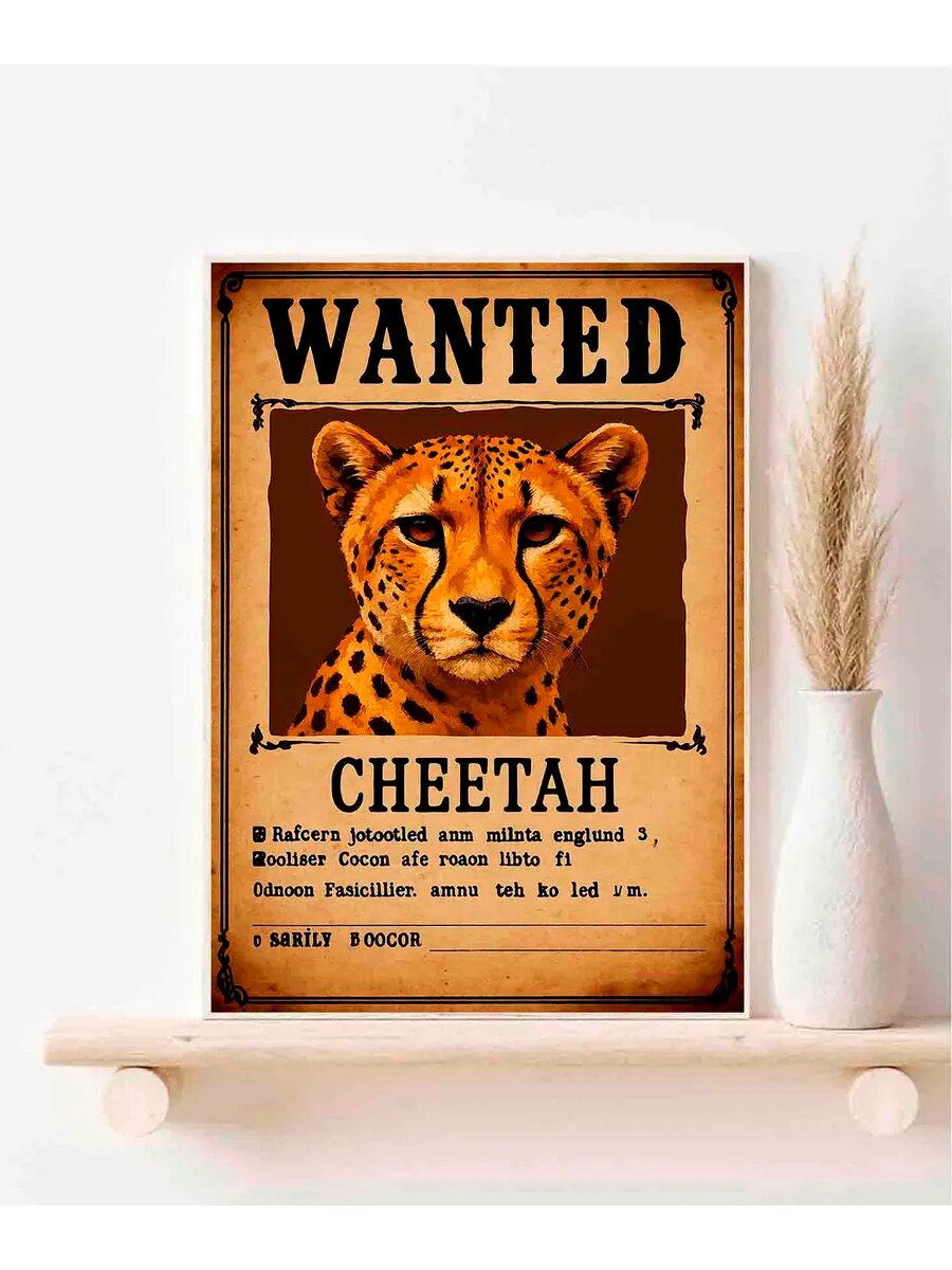 Животное-гепард, Wanted, Плакат 30x42см