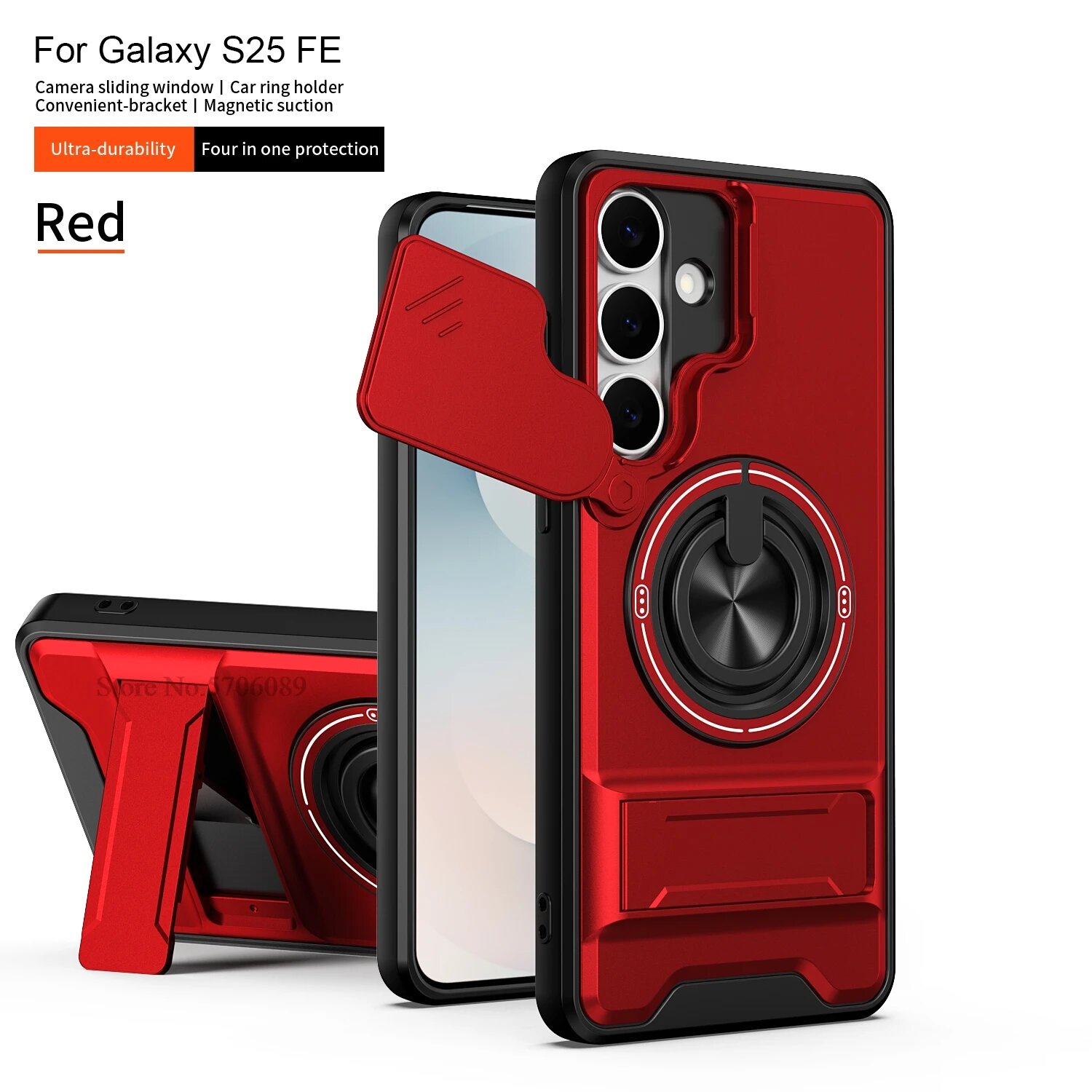 S25/S25+/S25FE Бронированный чехол для Samsung Galaxy S25 FE Противоударный Галактика S25 FE, Red