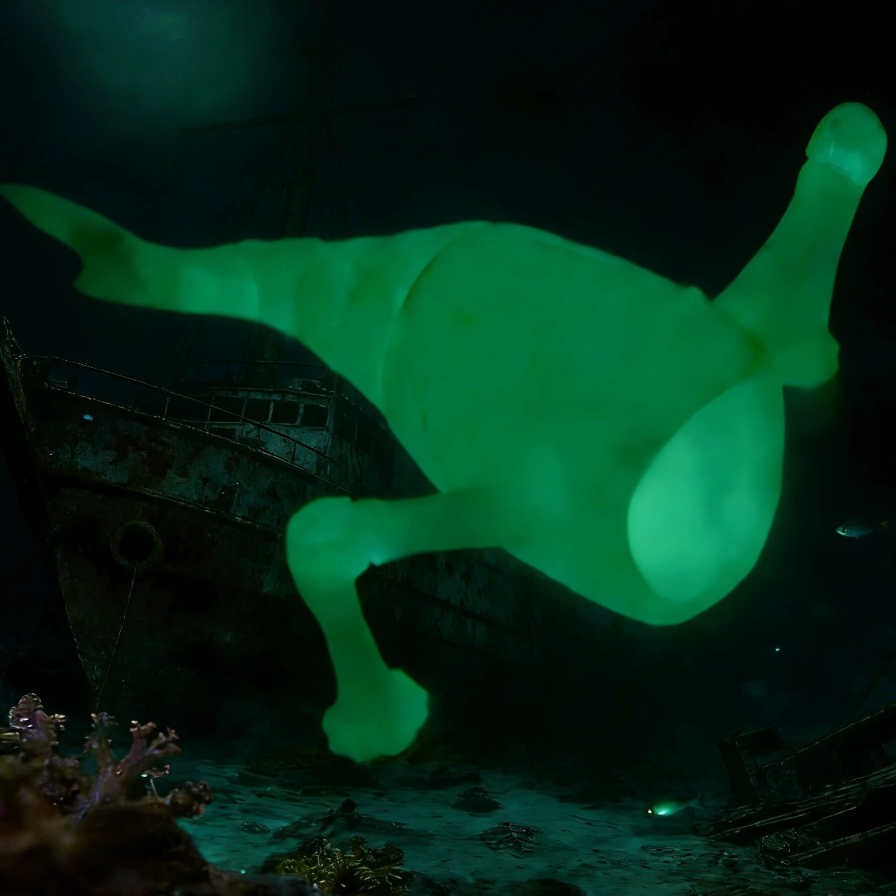 3D-печатная модель морского чудовища Sea Eater с подсветкой, серый, 23 см, супер-большой размер
