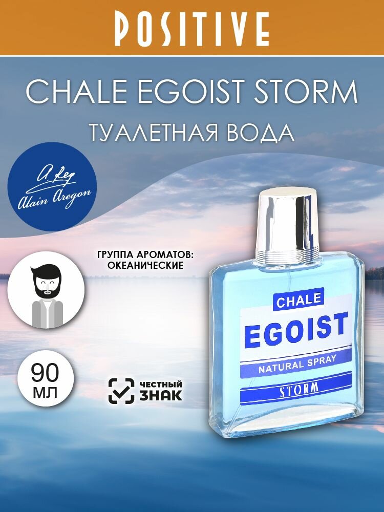 ALAIN AREGON Туалетная вода мужская CHALE EGOIST STORM, океанический аромат 90 мл