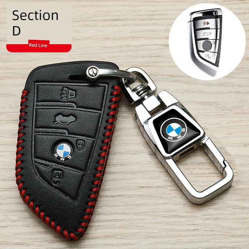 BMW Классический красный линия чехол для ключа с многофункциональным брелоком и номером для потери для 3 серии 2024,