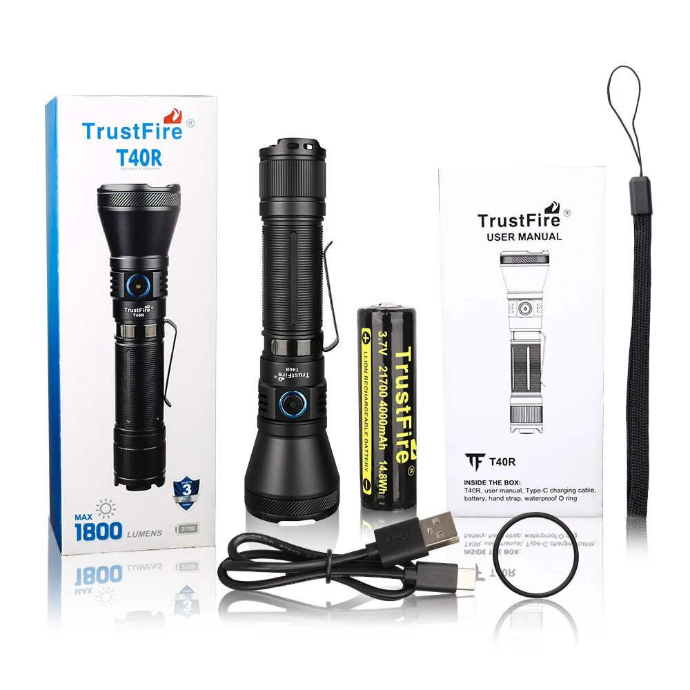 Тактический фонарик Trustfire T40R 1800 люмен с батареей