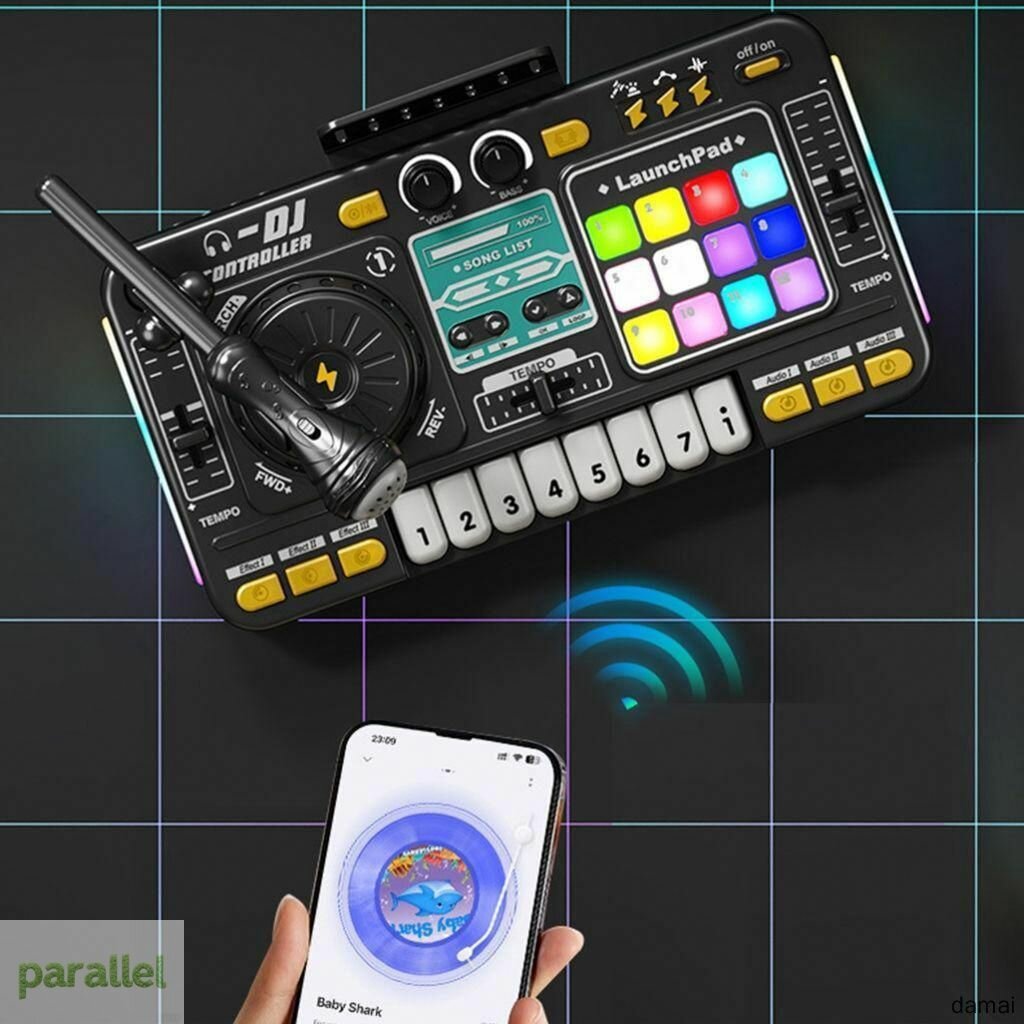 Детский DJ-контроллер с микрофоном и подсветкой, развивающая музыкальная игрушка для детей 3-10 лет — фото 1