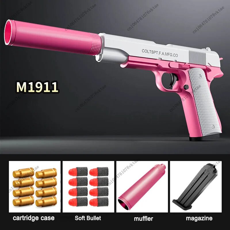 Игрушечный пистолет M1911 розовый