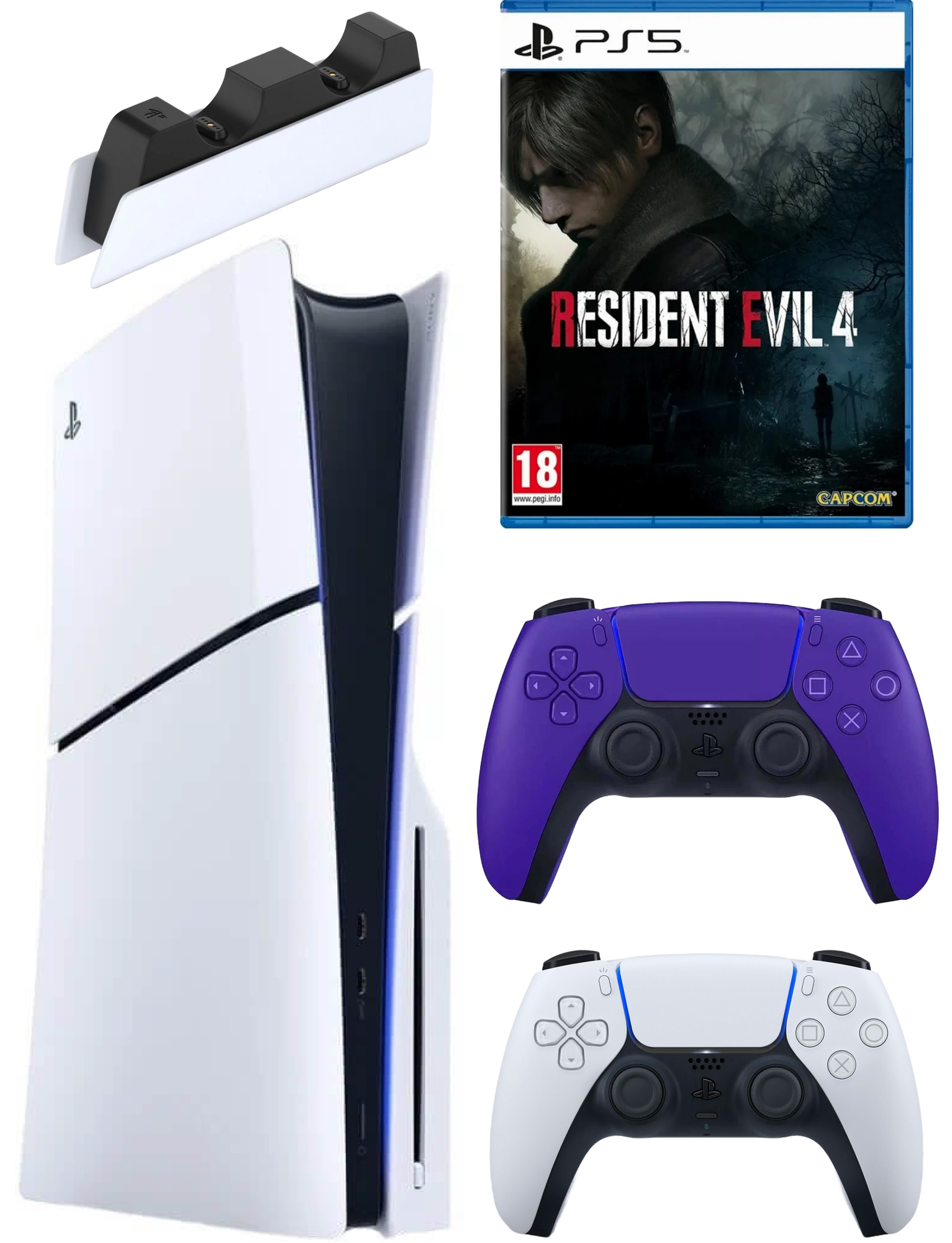 Игровая приставка Sony PS 5 Slim,1ТБ(с дисководом) +2-ой геймпад+Зарядная станция+Resident Evil 4 Remake