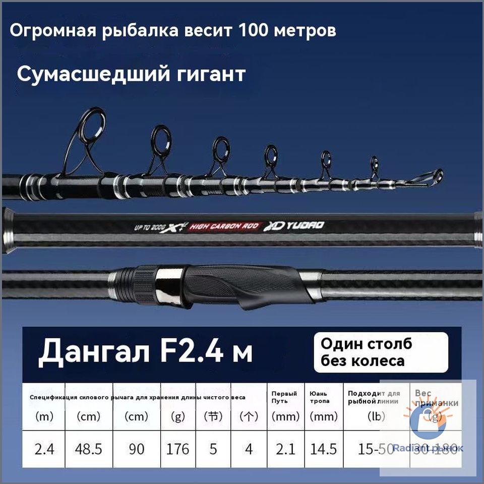 Удилище, рабочая длина: 240 см , до 10000 гр