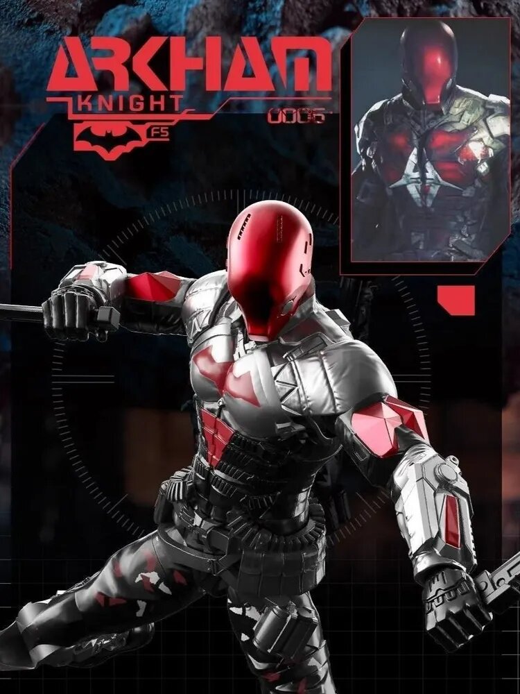 Сборная модель Batman Arkham Knight 11 см: Бэтмен, Детстроук, Красный Колпак, пластиковый конструктор