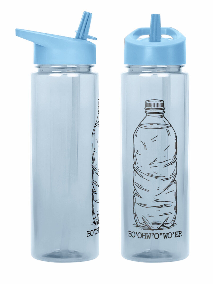 Бутылка голубая для воды с принтом Вода, Boohwowoer meme, a bottle of water meme
