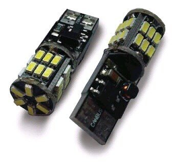 Лампа светодиодная 12V T10 бесцок. 30 диодов SMD белая (3014) CANBUS (обманка) (W5W) блистер 0
