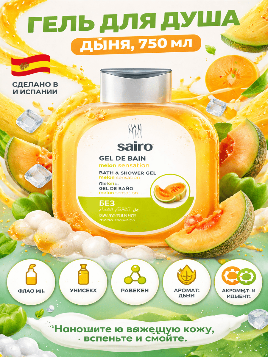 Гель для душа Sairo дыня, 750мл