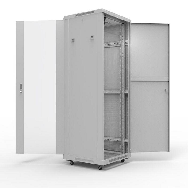 Шкаф телекоммуникационный напольный 19дюйм 47U 600х600мм передняя дверь стекло дверь задняя металл разборный сер. RAL7035 Rexant 04-2304