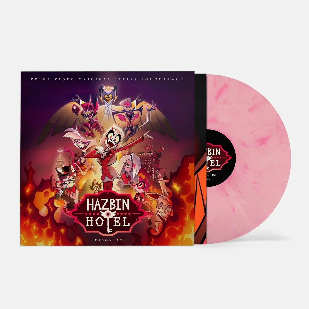 Отель Хазбин OST (500шт в мире Heavenly Skies, Bubblegum Pink and Purple Marble USA Limited Soundtrack) Цвет: Розово-Фиолетовая Жвачка, Ультра-Редкая Виниловая Пластинка из США, Саундтрек Hazbin Hotel