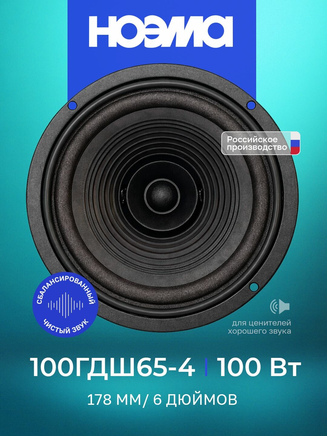Ноэма 100ГДШ65-4 6 дюймов 100 Вт 4 Ом 90 дБ широкополосный динамик для автомобиля и домашней акустики