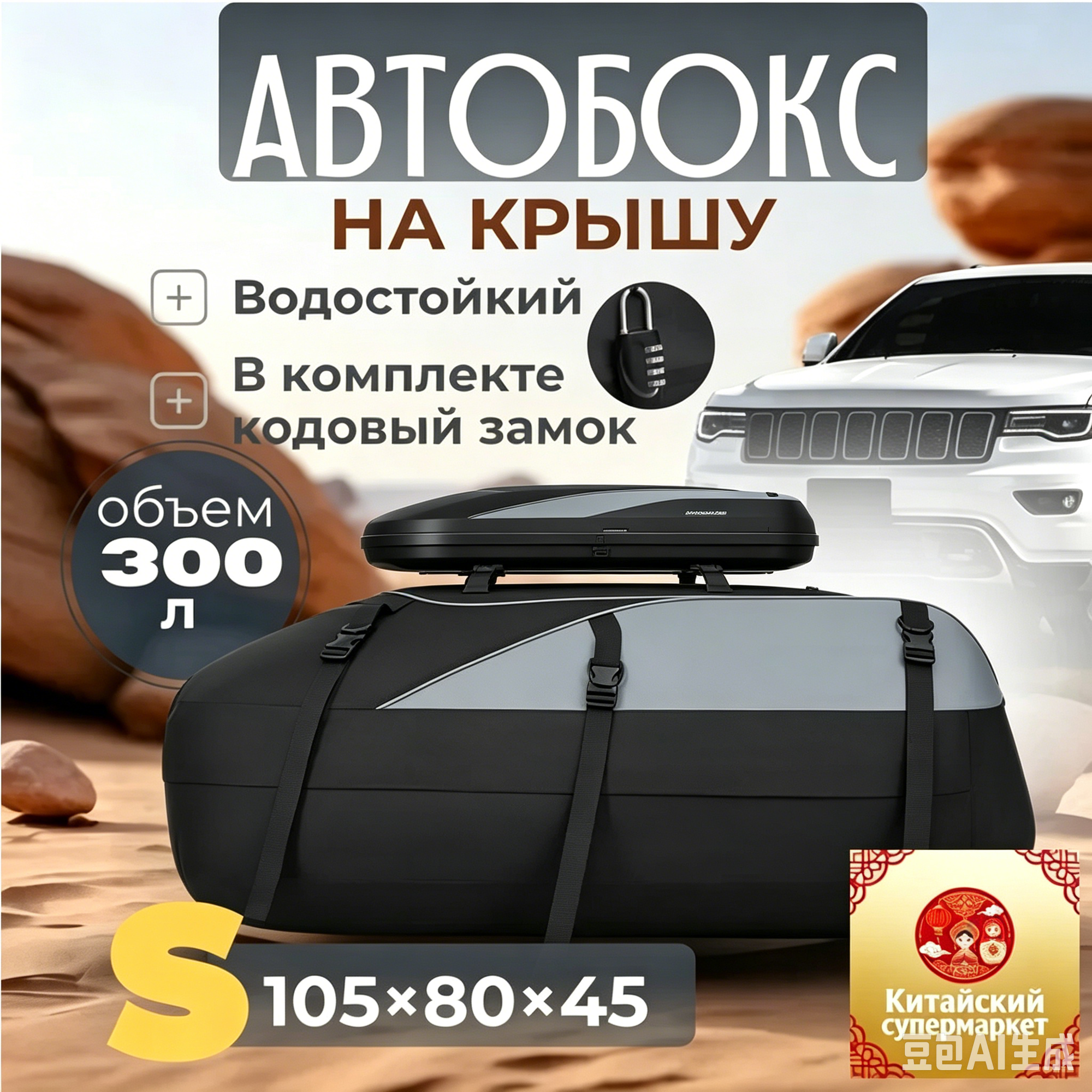 Багажный бокс, объем: 300 л, 105 см