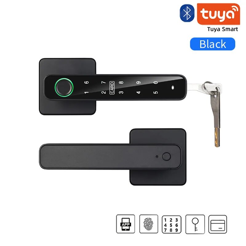 Умный замок XSDTS Black F3S-Black с отпечатком и картой