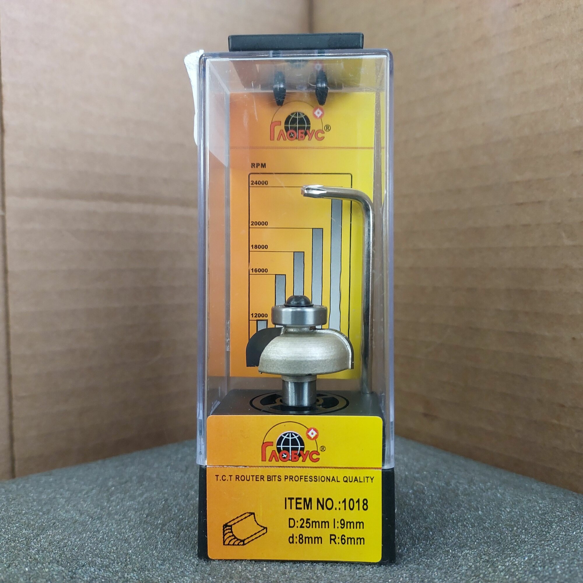 Фреза кромочная галтельная R:6mm Глобус 1018 D:25mm I:9mmd:8mm
