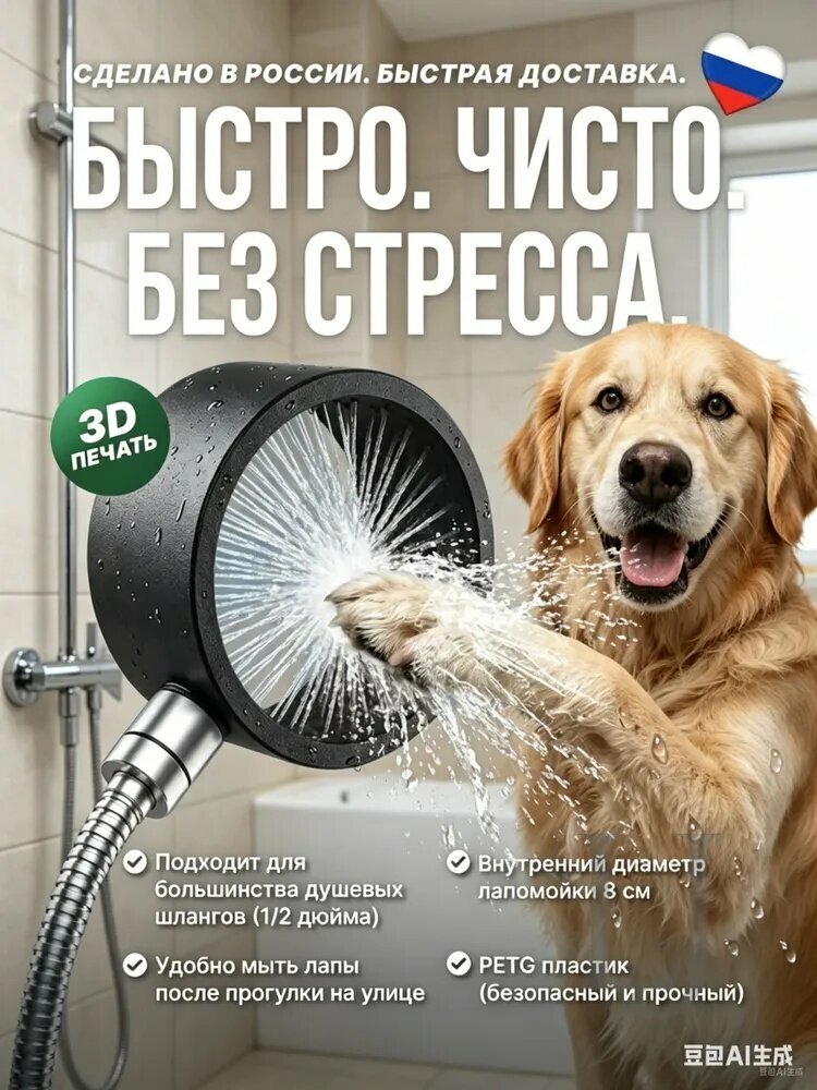 Насадка-лапомойка для душа собак пластик