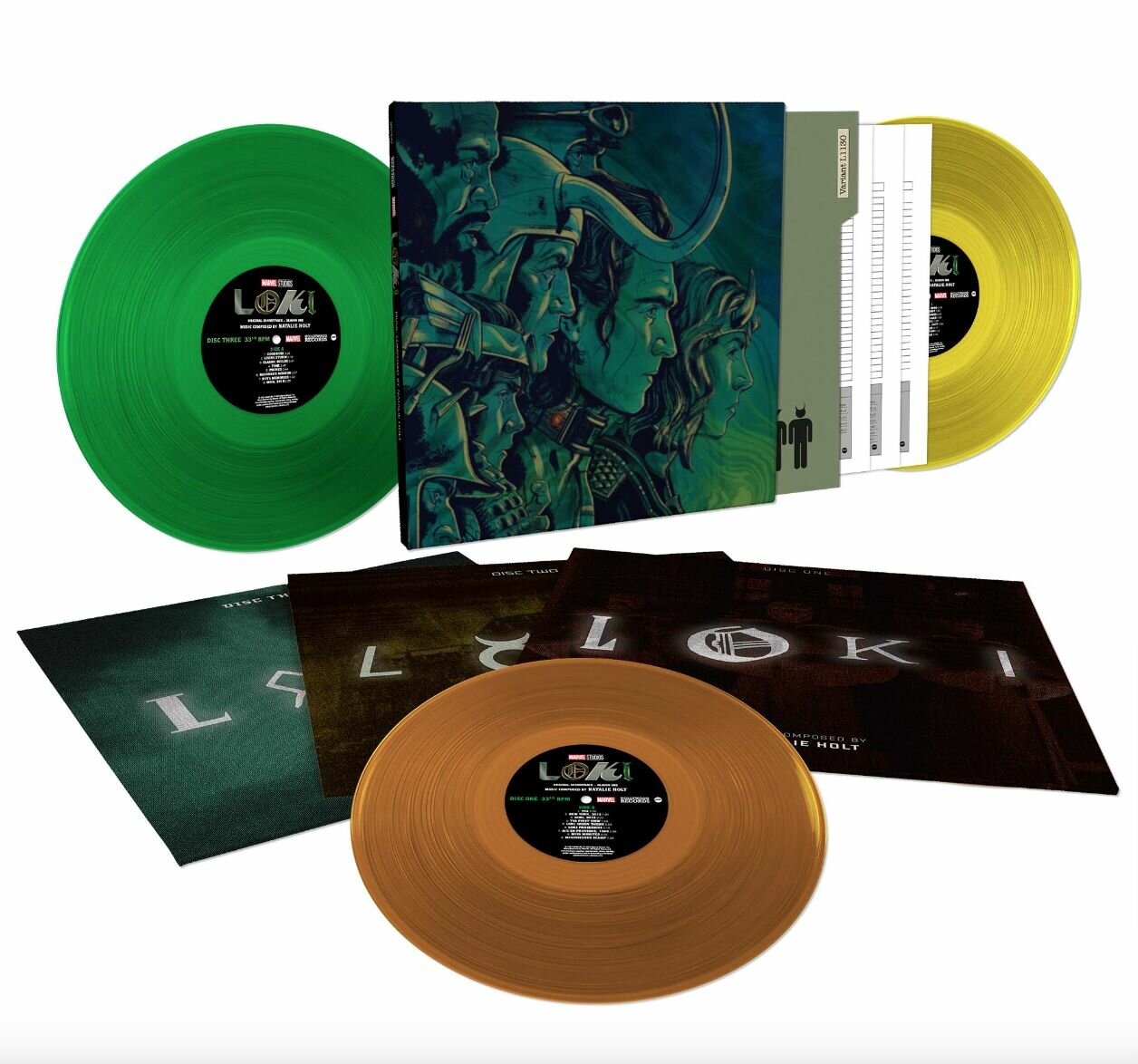 Marvel Loki: Season 1 (2000шт в мире Green Yellow Orange Limited Slipcase Box Set) Зеленая, Желтая и Оранжевая Виниловая Пластинка Марвел Локи в Бокс-Сете