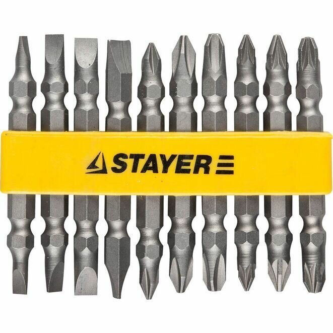 Набор двусторонних бит STAYER 10 шт