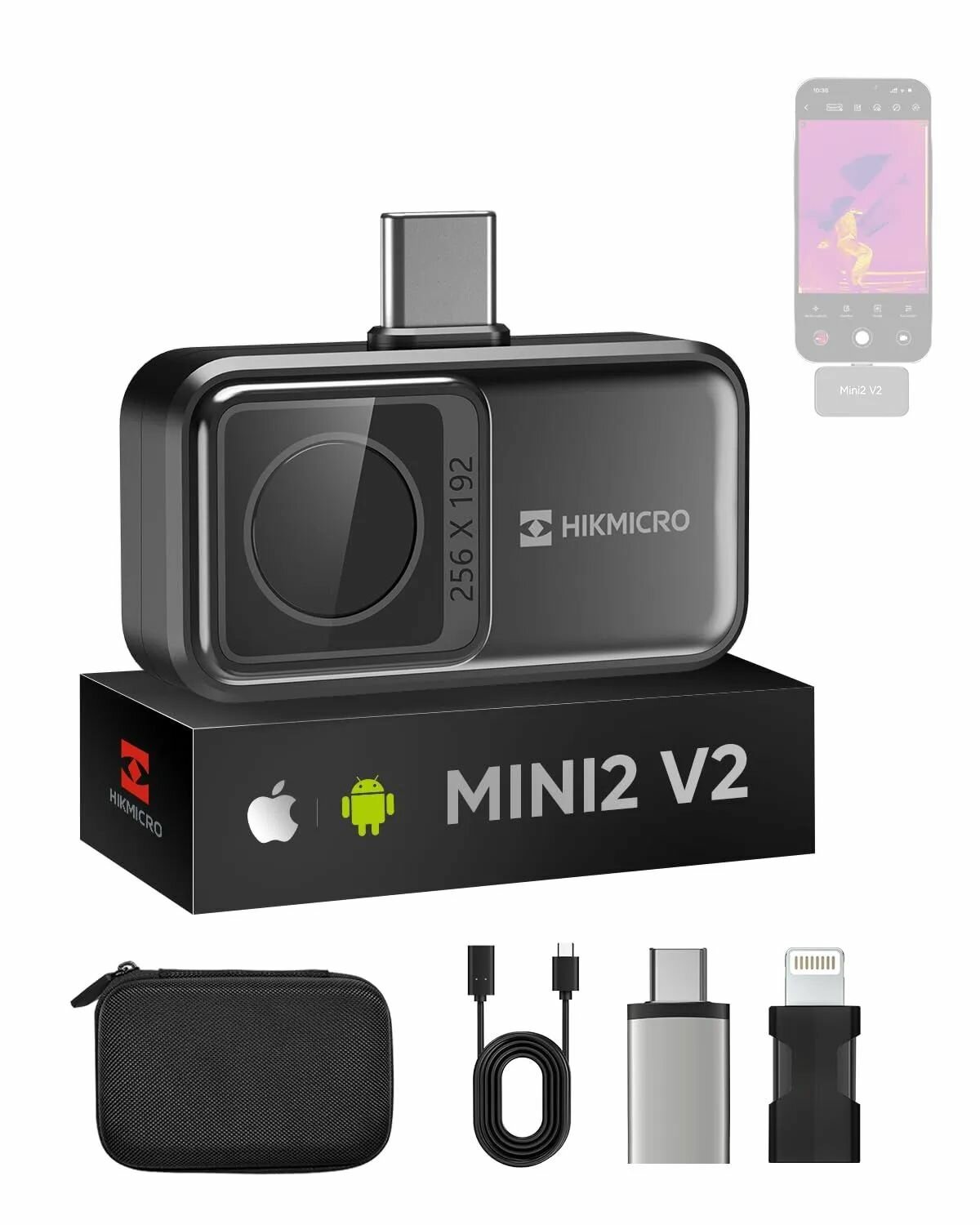 Тепловизор HIKMICRO Mini2 V2 с разрешением 256x192 (масштабирование до 512x384) для смартфонов iOS и Android