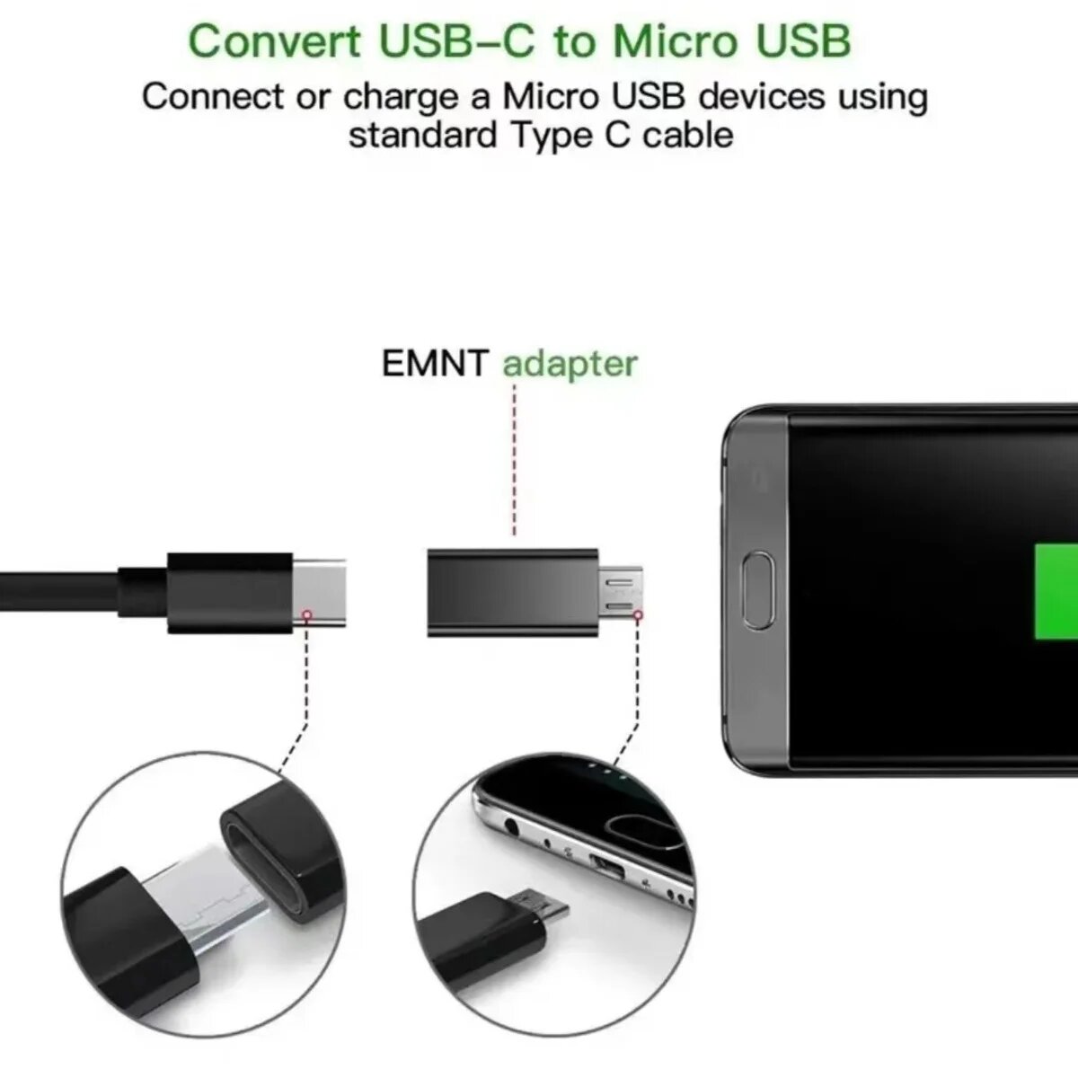 Адаптер USB Type-C На Micro USB V8 OTG Для Samsung, Xiaomi, Huawei - Кабель Для Белый, White-5PCS — фото 1