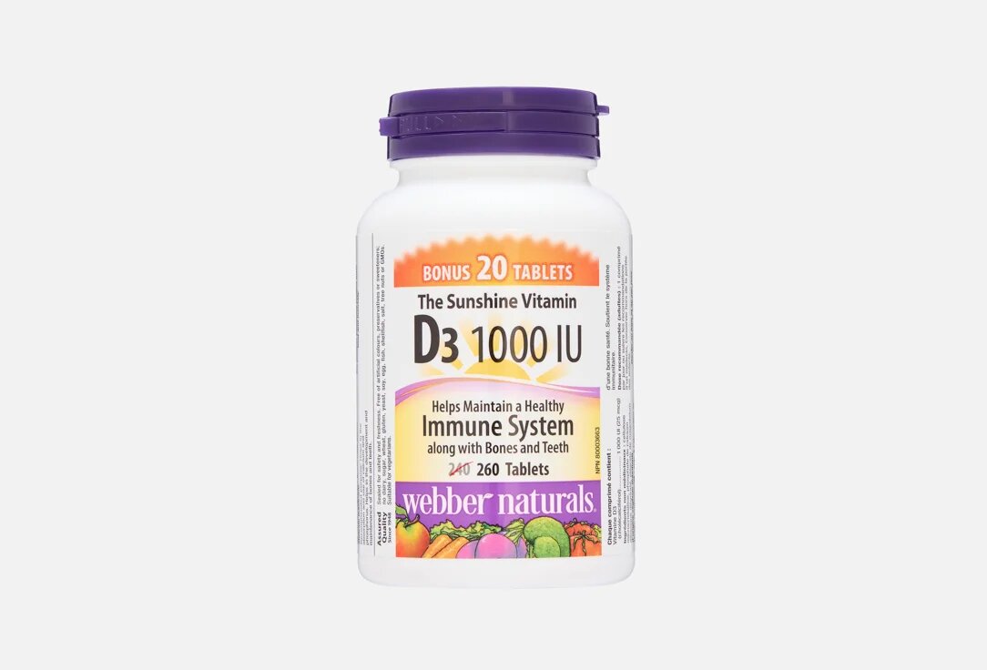 Webber Naturals 1000 МЕ в таблетках Витамин D3 260 шт