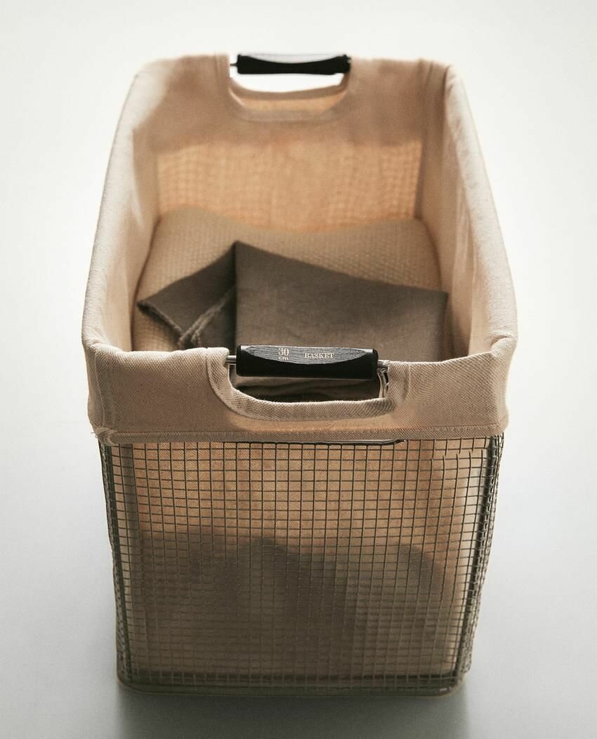 Корзина для белья ZARA HOME 2271/762/811 - металлическая, со съемной хлопковой подкладкой, 31 x 21 x 25 см, цвет серебристый