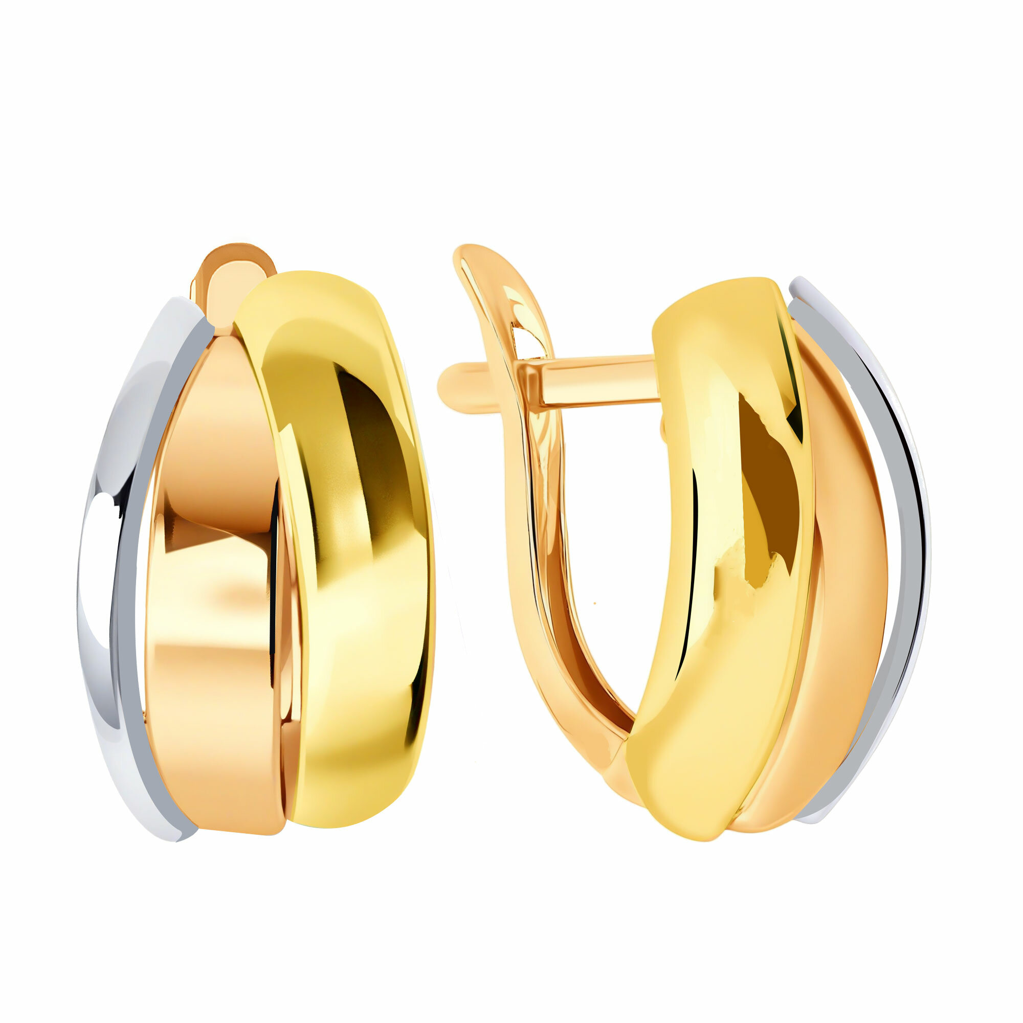 Серьги, комбинированное золото, 585 проба