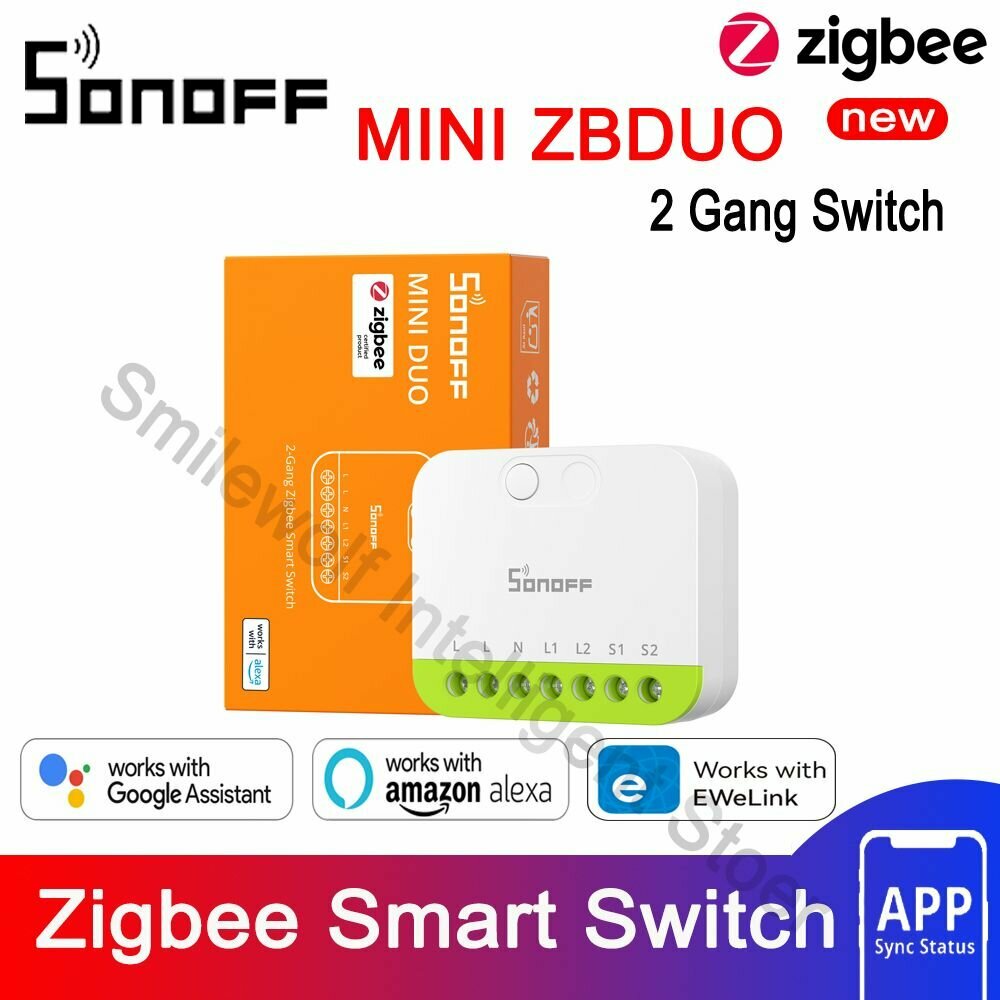 Zigbee реле SONOFF MINI ZBDUO 2-Gang Zigbee Smart Switch MINI-ZB2GS(Работает с Алисой, Сбер Салют)