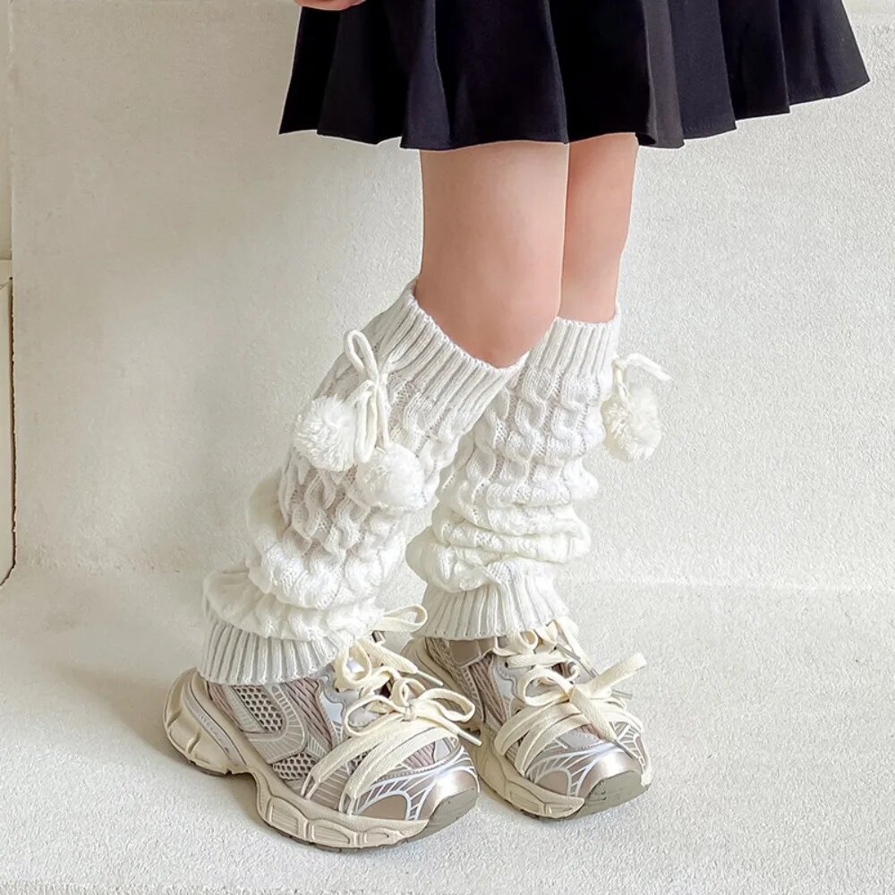 Детские вязаные гетры Kawaii White