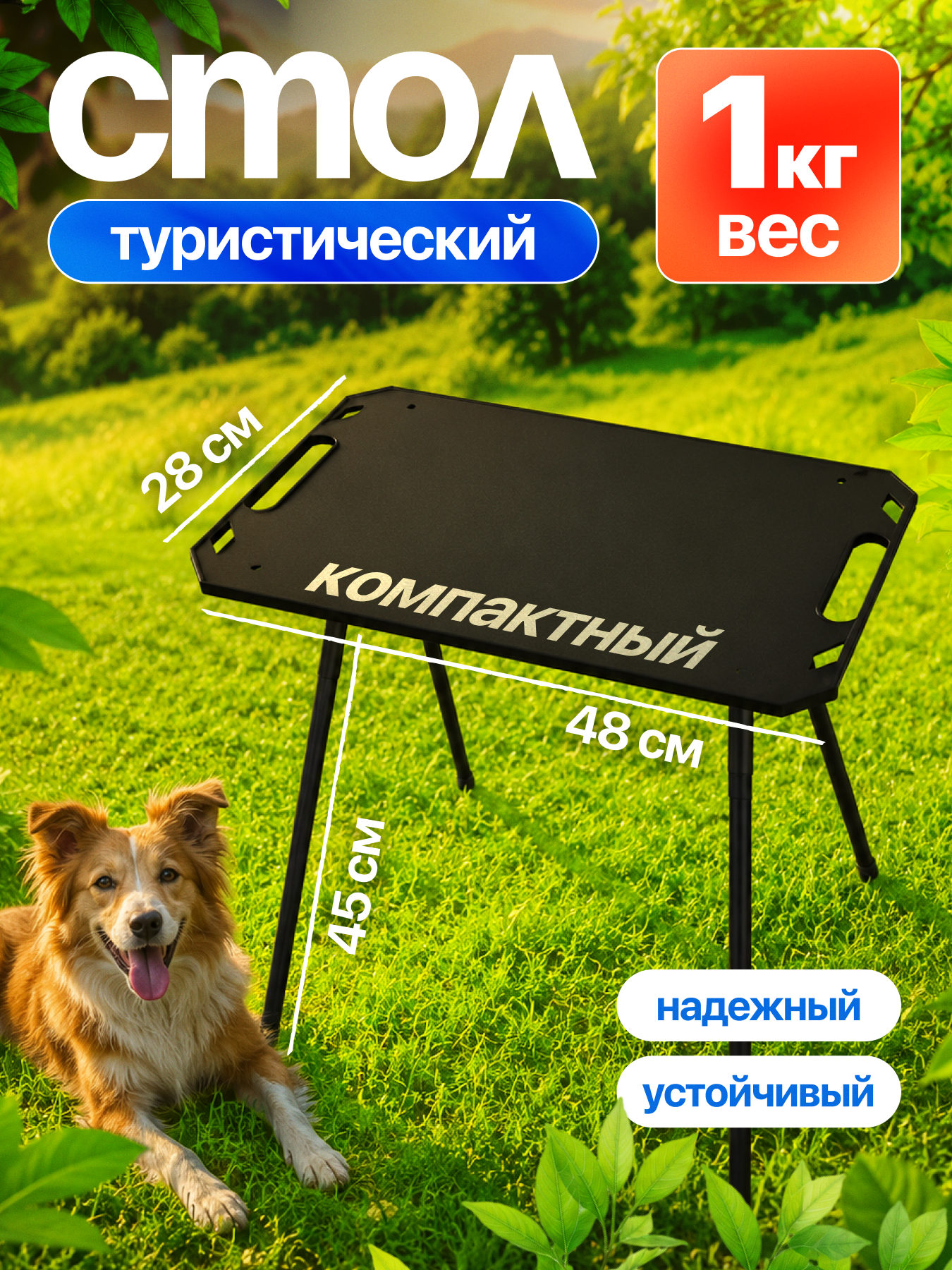 Столик туристический складной CampLite, стол раскладной туристический для пикника, кемпинга и рыбалки 48×28×45 см