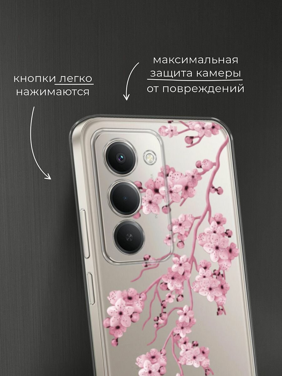 Силиконовый чехол на Xiaomi Redmi 15 / Сяоми Редми 15 с принтом Розовая веточка сакуры — фото 1