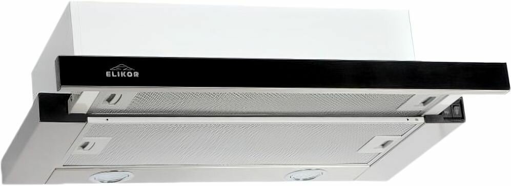 Вытяжка встраиваемая Elikor Интегра Glass 60Н-400-В2Д нержавеющая сталь/стекло черное управление: кнопочное (1 мотор)