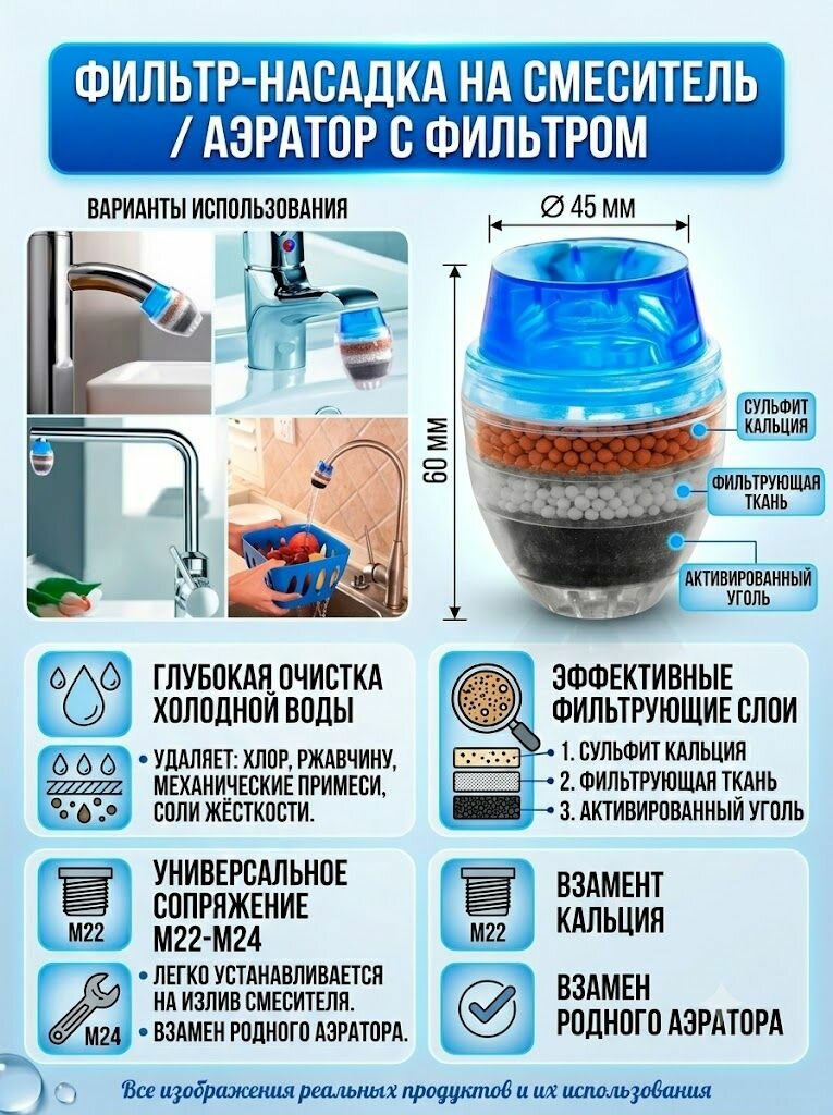 Фильтр насадка на кран / Аэратор с фильтром для смесителя
