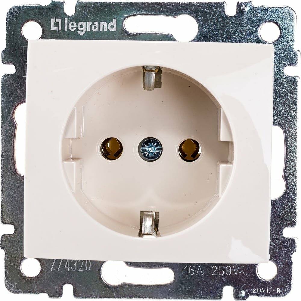 Розетка Legrand с заземлением Legrand Valena без шторок 16А 250В винтовые зажимы слоновая кость 774320