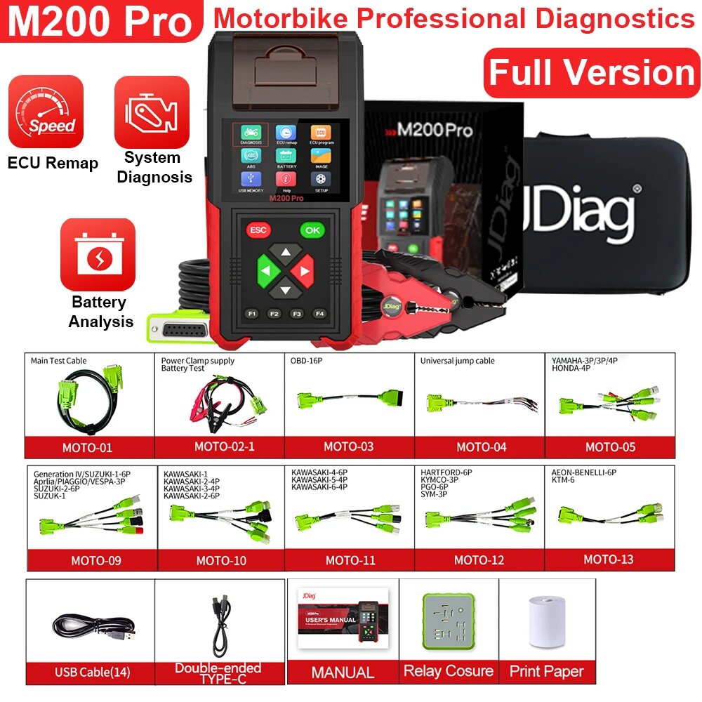JDiag M200 Pro Диагностический сканер Поддержка ECU Remap Универсальный сканер для Full version
