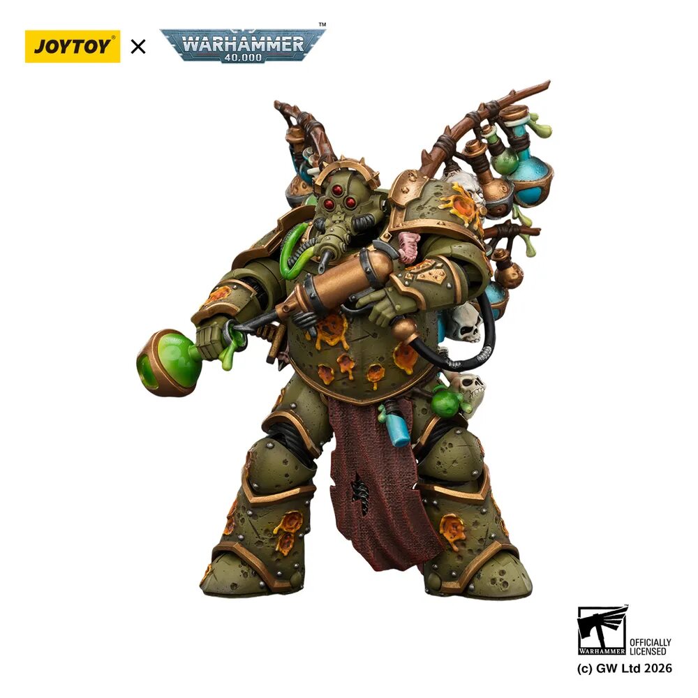 Подвижная фигурка JOYTOY Warhammer Death Guard Biologus Putrifier with Injector Pistol and Hyper Blight Grenades коллекция игрушек